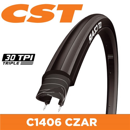 CST Tyre CZAR C1406 - 700 x 28 Road Training Wire bead 27 TPI - Black ...